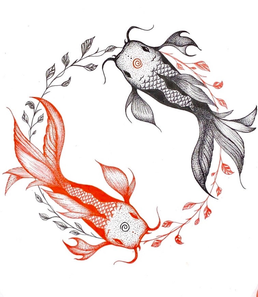 Yin-yang Koi Fish Print - Etsy