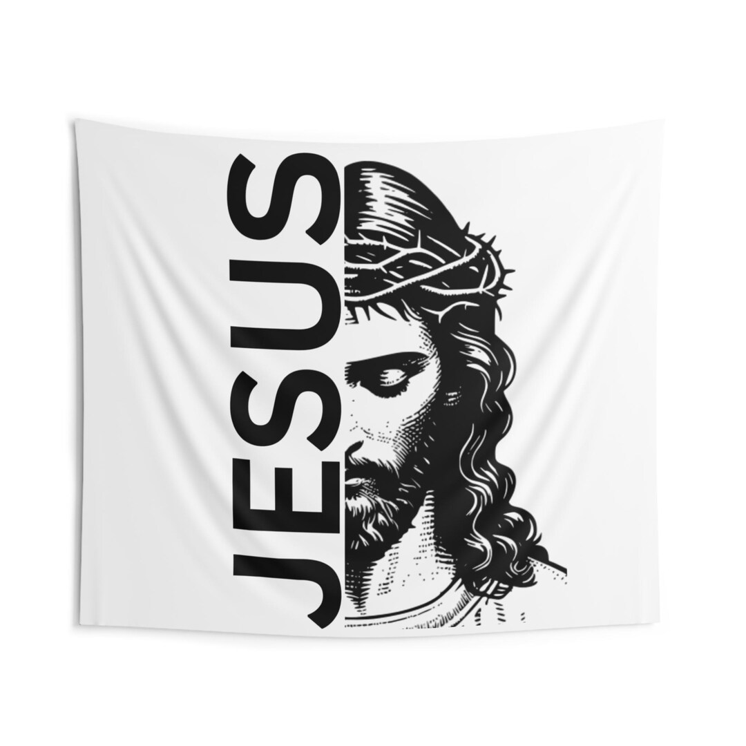 Jesus Face Christian Indoor Wall Tapestries, Religious Wall Art ...