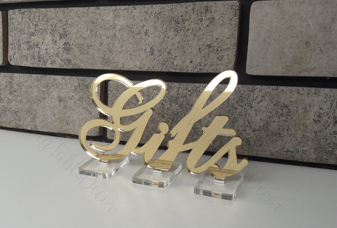 Gifts Freestanding Sign, Sign for Wedding Table, Gold Mirror Sign ...