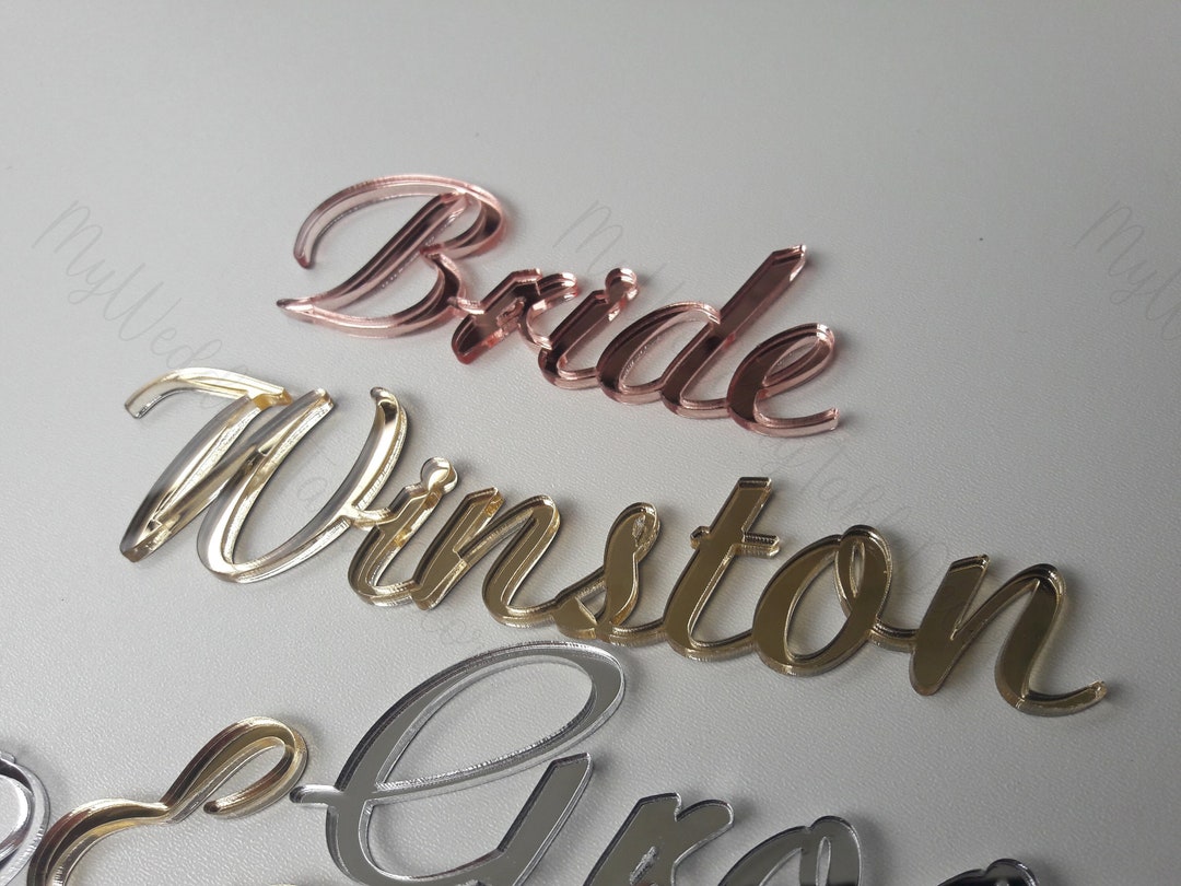 Name Tags for Guests' Mirrored Laser Cut Names Custom Reception Cards ...