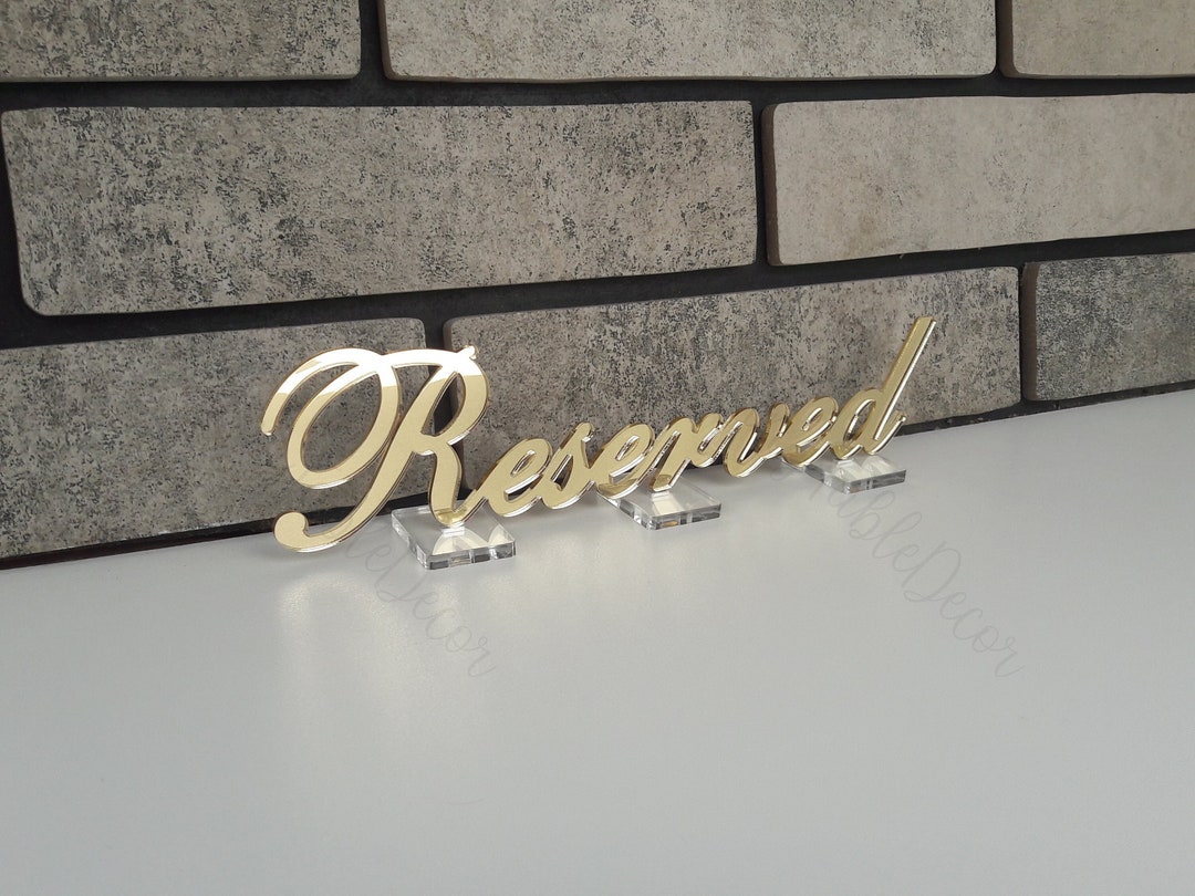 Reserved Freestanding Sign for Table Gold Mirror Sign Custom Reception ...