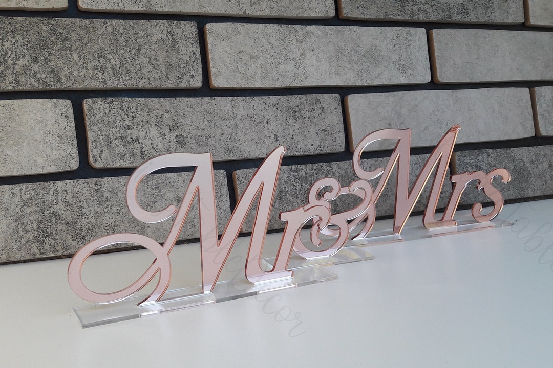 Free Standing Mr and Mrs Acrylic Mr and Mrs Gold Sign Rose Gold Mr and ...