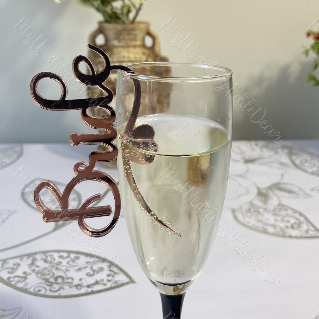Rose Gold Perspex Hanging Name for Glass Personalized Names, Drink ...