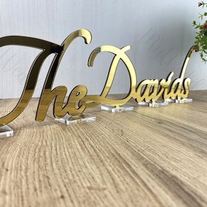 Personalized Free Stand Family Last Name Sign, Mirrored Freestand Name ...