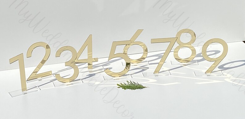 Table Numbers, Gold Mirror Table Numbers, Modern Table Numbers, Wedding ...