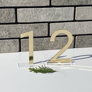 Table Numbers, Gold Mirror Table Numbers, Modern Table Numbers, Wedding ...