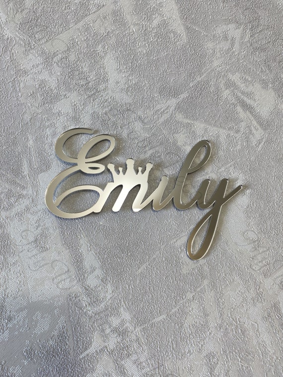 Name With Crown Silver Mirror Wall Decor Stunning Name Sign - Etsy