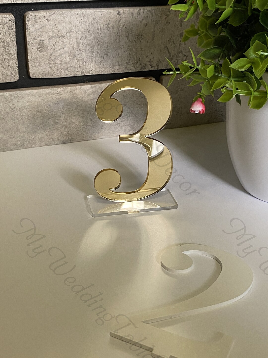 Mirrored Table Numbers, Table Numbers for Weddings, Table Numbers With ...