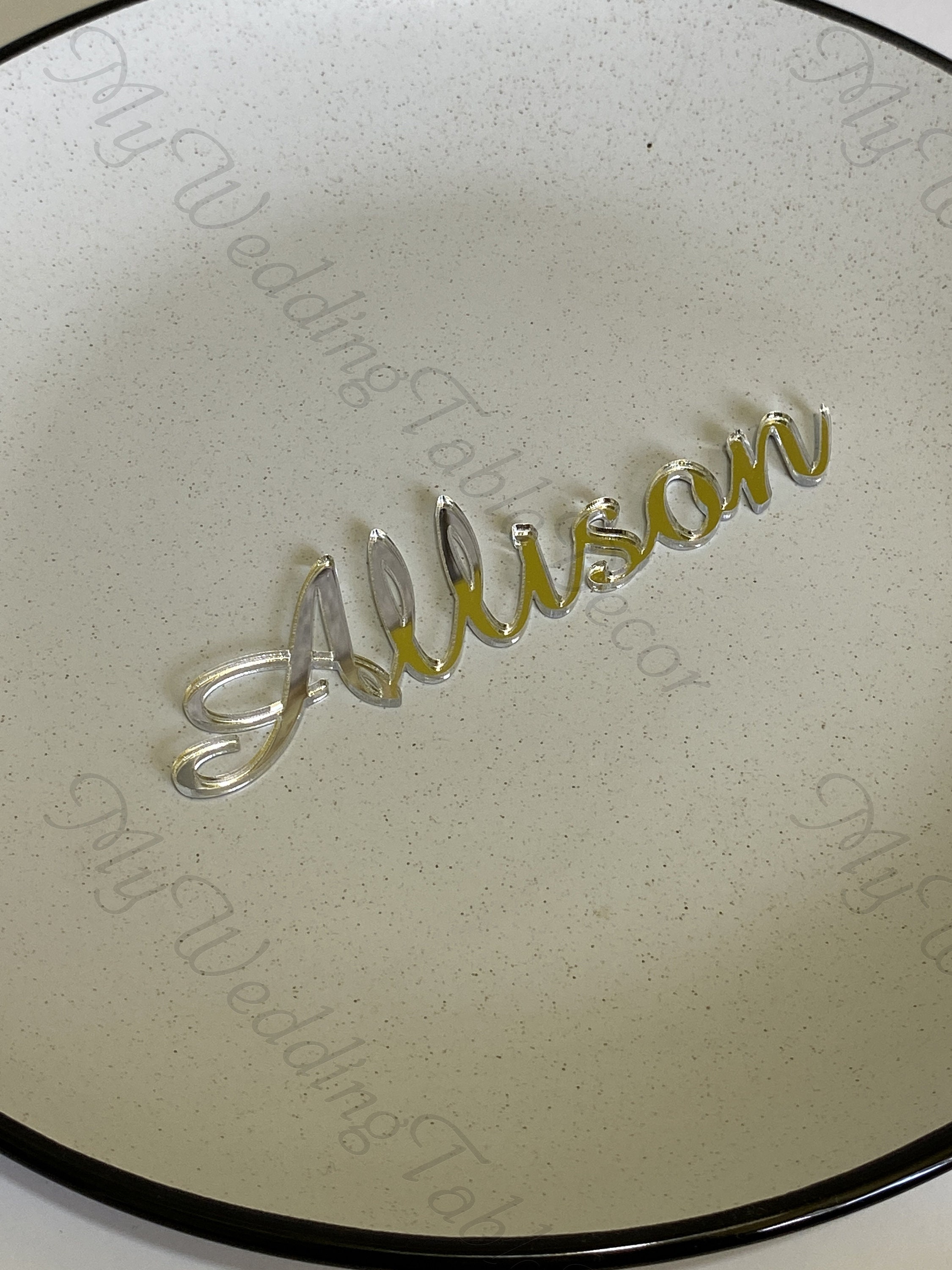 Elegant Silver Mirror Wedding Nameplates With Laser-cut Names - Etsy