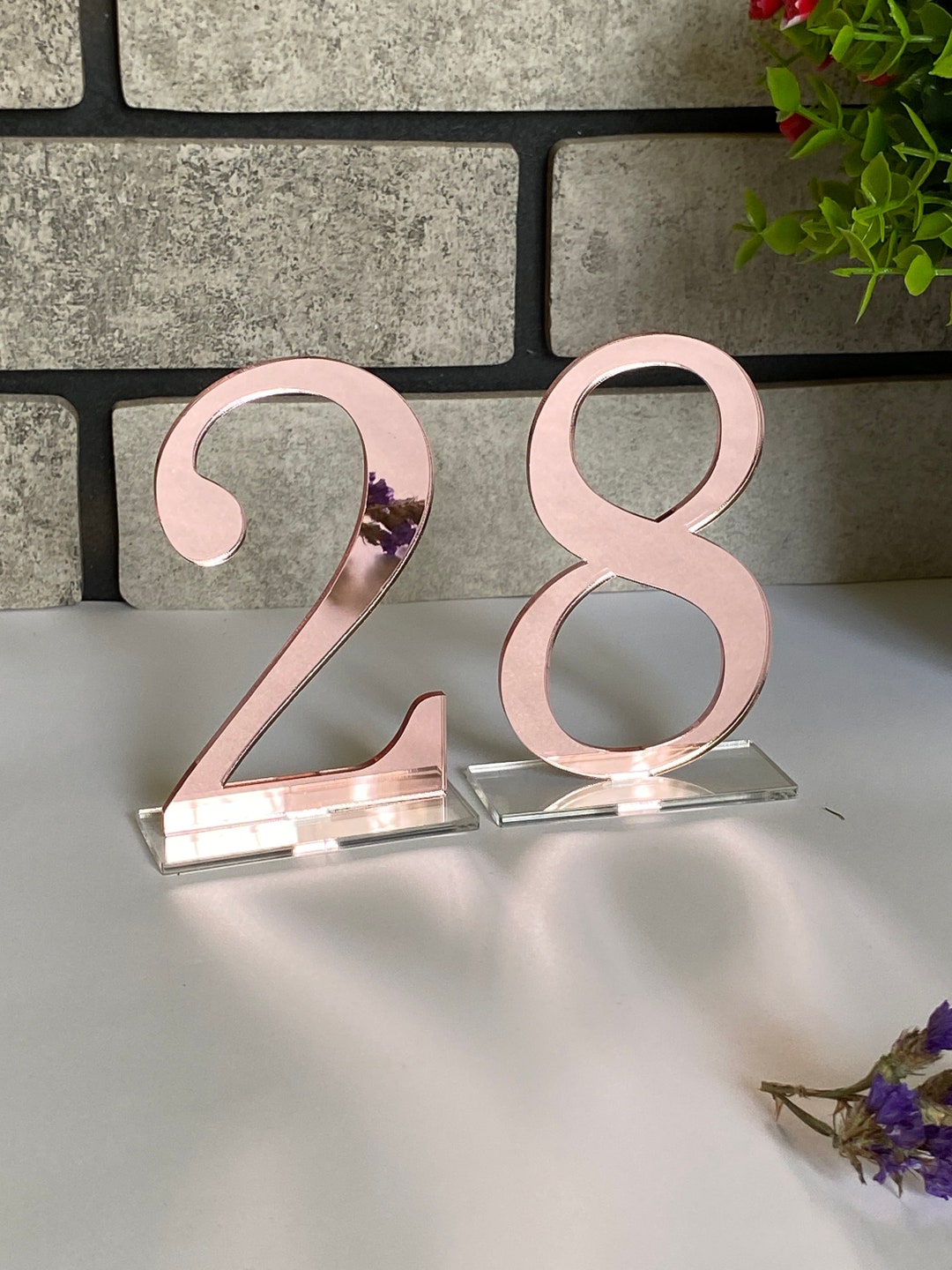 Rose Gold Table Numbers Mirror Table Numbers Table Number for Wedding ...