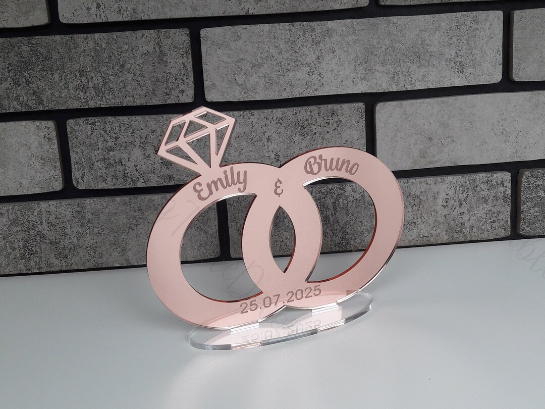 Standing Wedding Ring Sign Platter, Engagement Table Decor, Sustainable ...