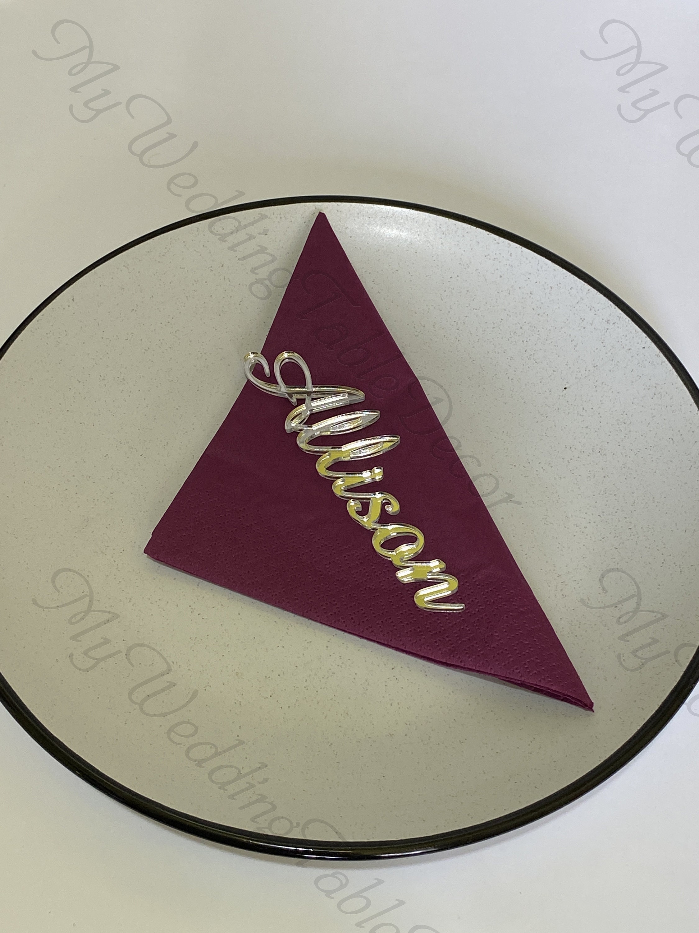 Elegant Silver Mirror Wedding Nameplates With Laser-cut Names - Etsy