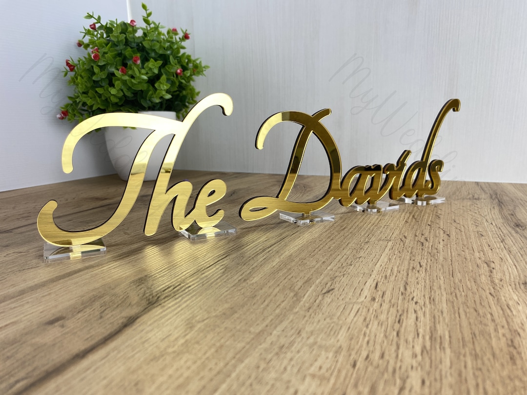 Personalized Free Stand Family Last Name Sign, Mirrored Freestand Name ...