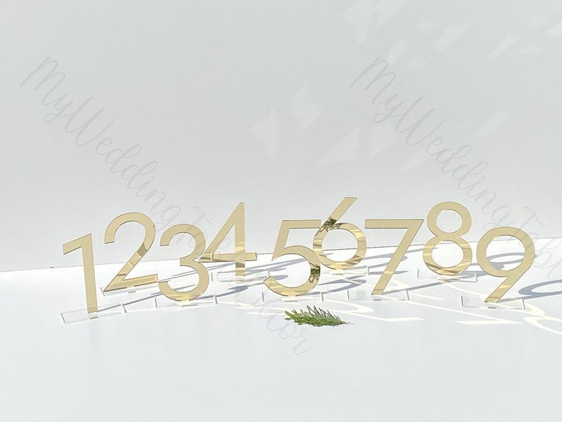 Table Numbers, Gold Mirror Table Numbers, Modern Table Numbers, Wedding ...