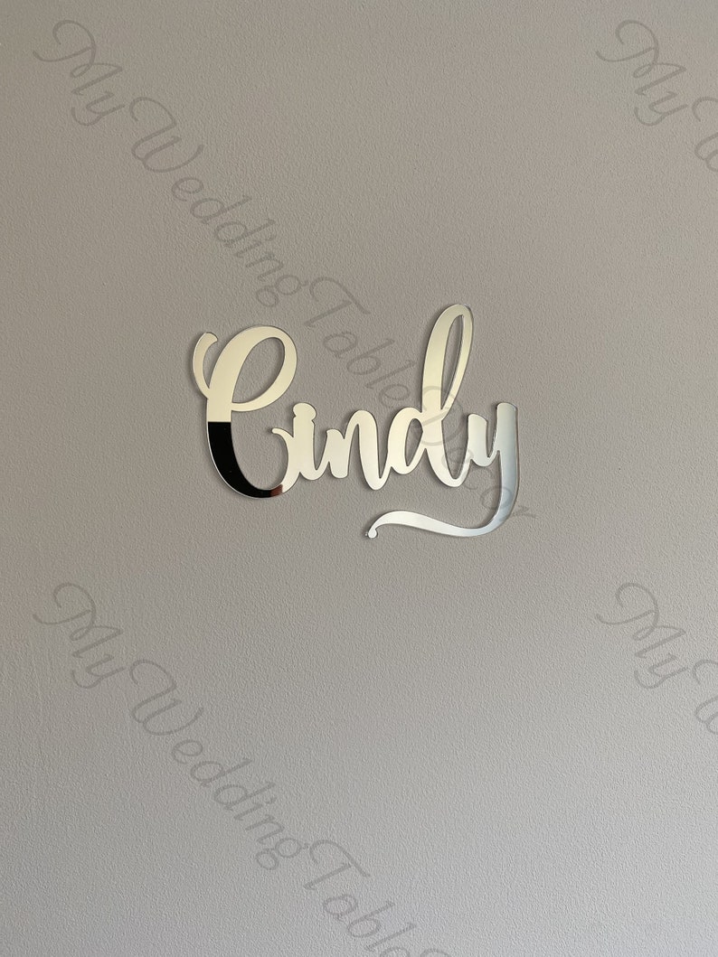 Silver Mirror Family Name Letters Mirror Silver Sign Mirror Wall ...