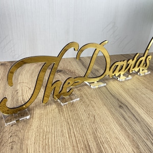 Personalized Free Stand Family Last Name Sign, Mirrored Freestand Name ...