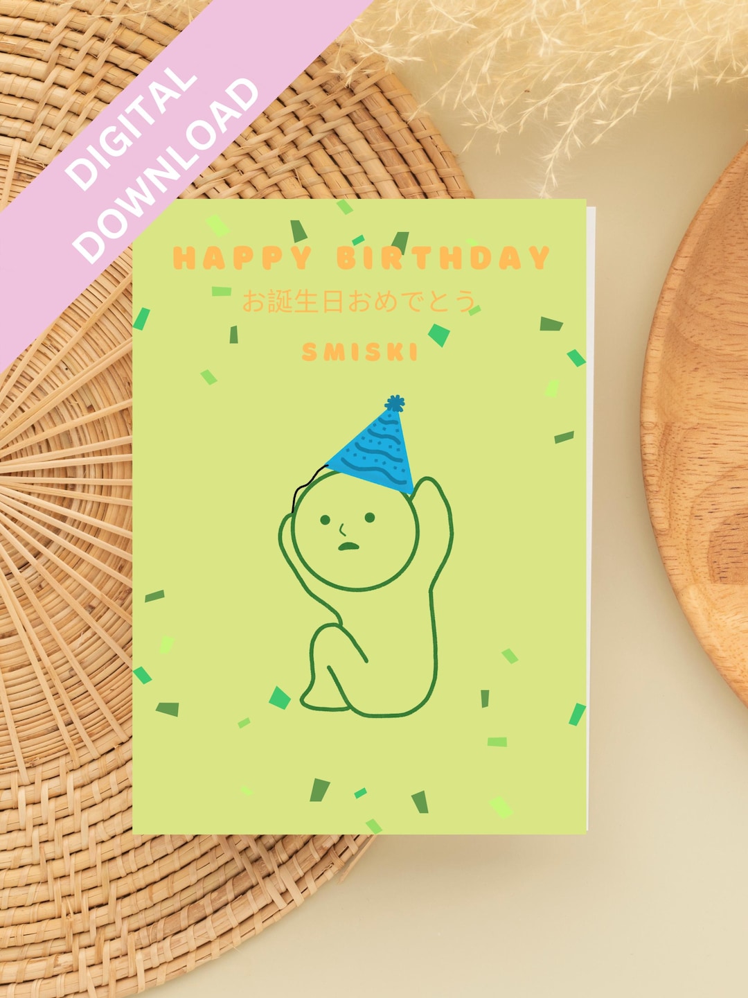 Digital- Smiski Birthday Card | Printable | Greeting Card - Etsy