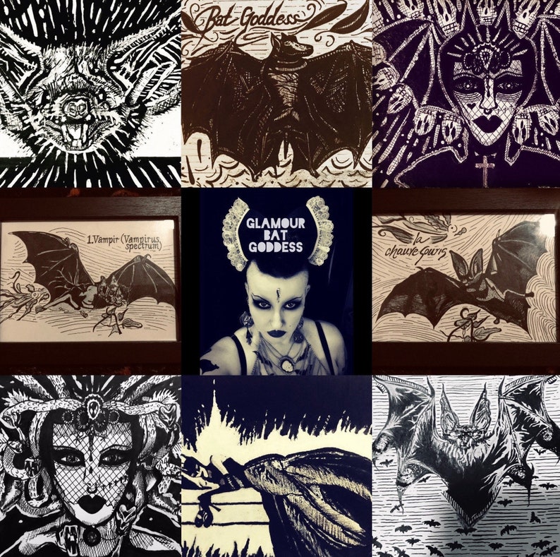 Framed Konstantina the Bat Goddess Print by Glamour Bat - Etsy