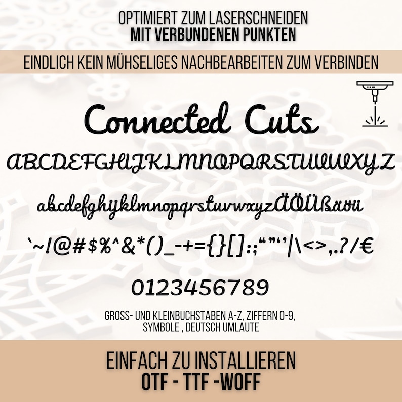 Laser Cutting Font - Connected Letters and Dots, No Post-processing ...