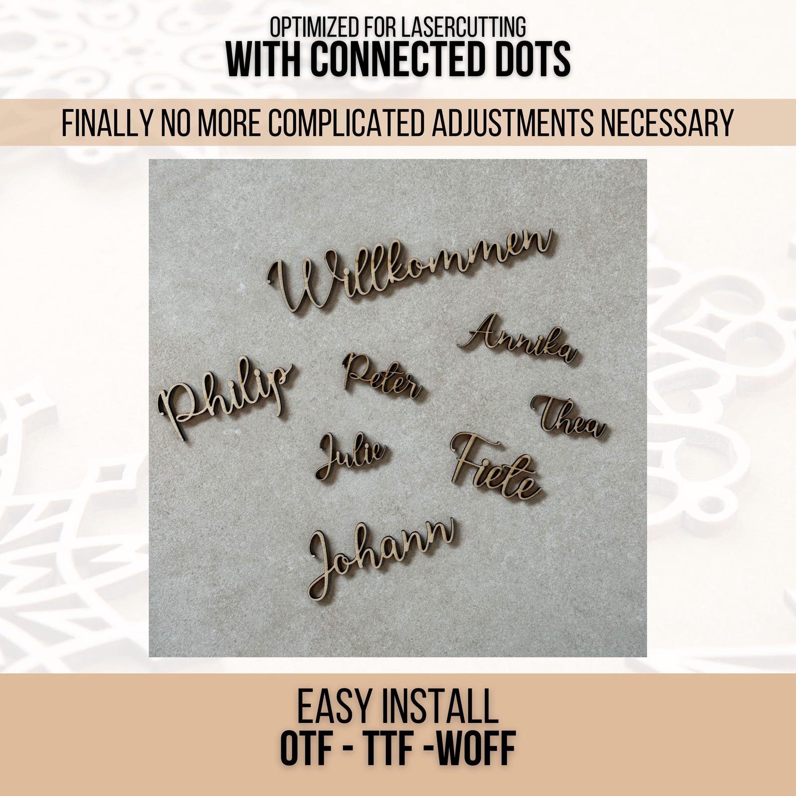 Laser Cutting Font - Connected Dots and Letters, No Manual Rework ...