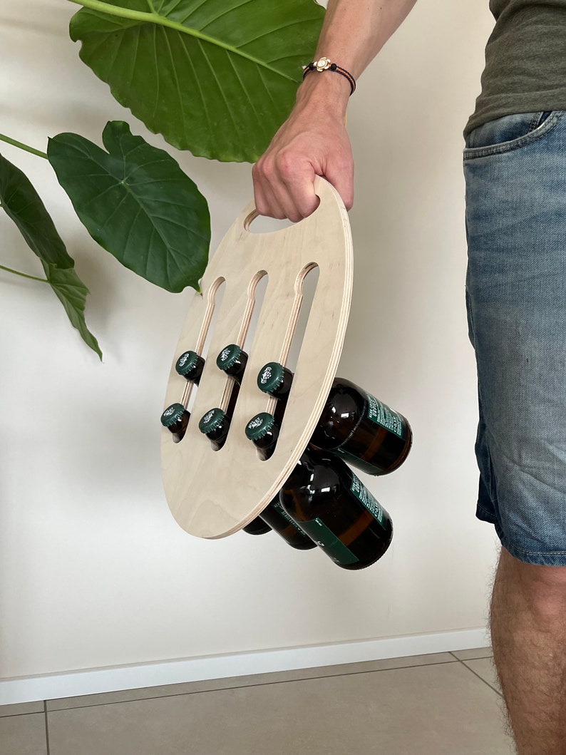 Beer Carrier - Six-pack Made of Wood, Men's Handbag, Beer Carrier ...