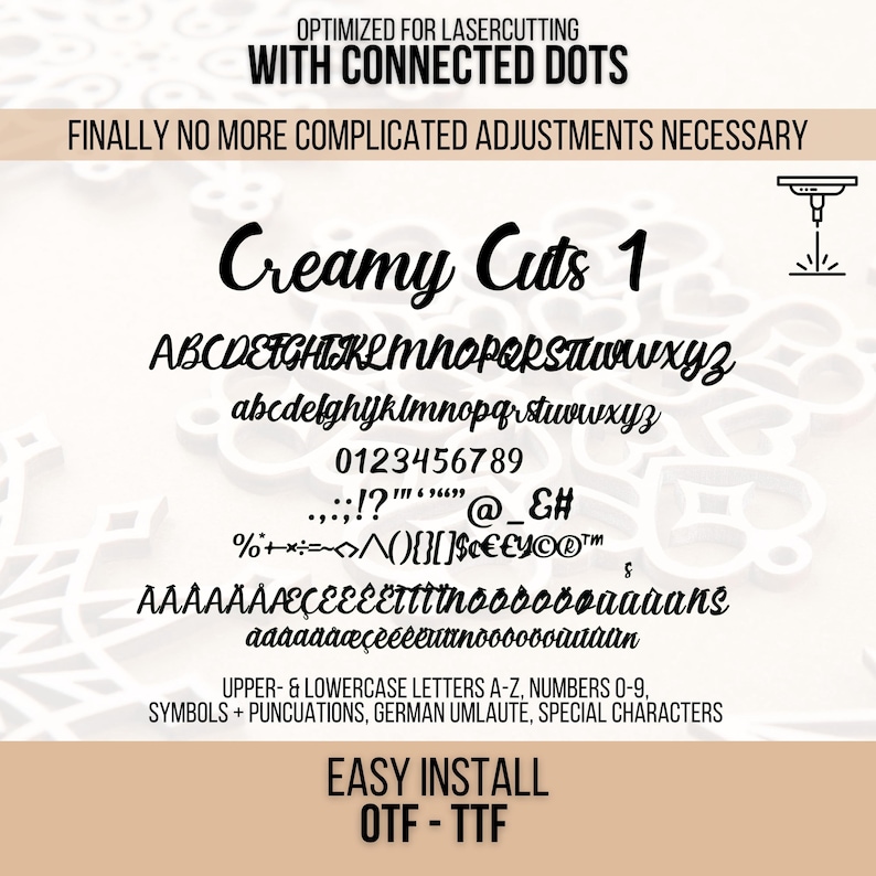 Laser Cutting Font - Connected Dots and Letters, No Manual Rework ...