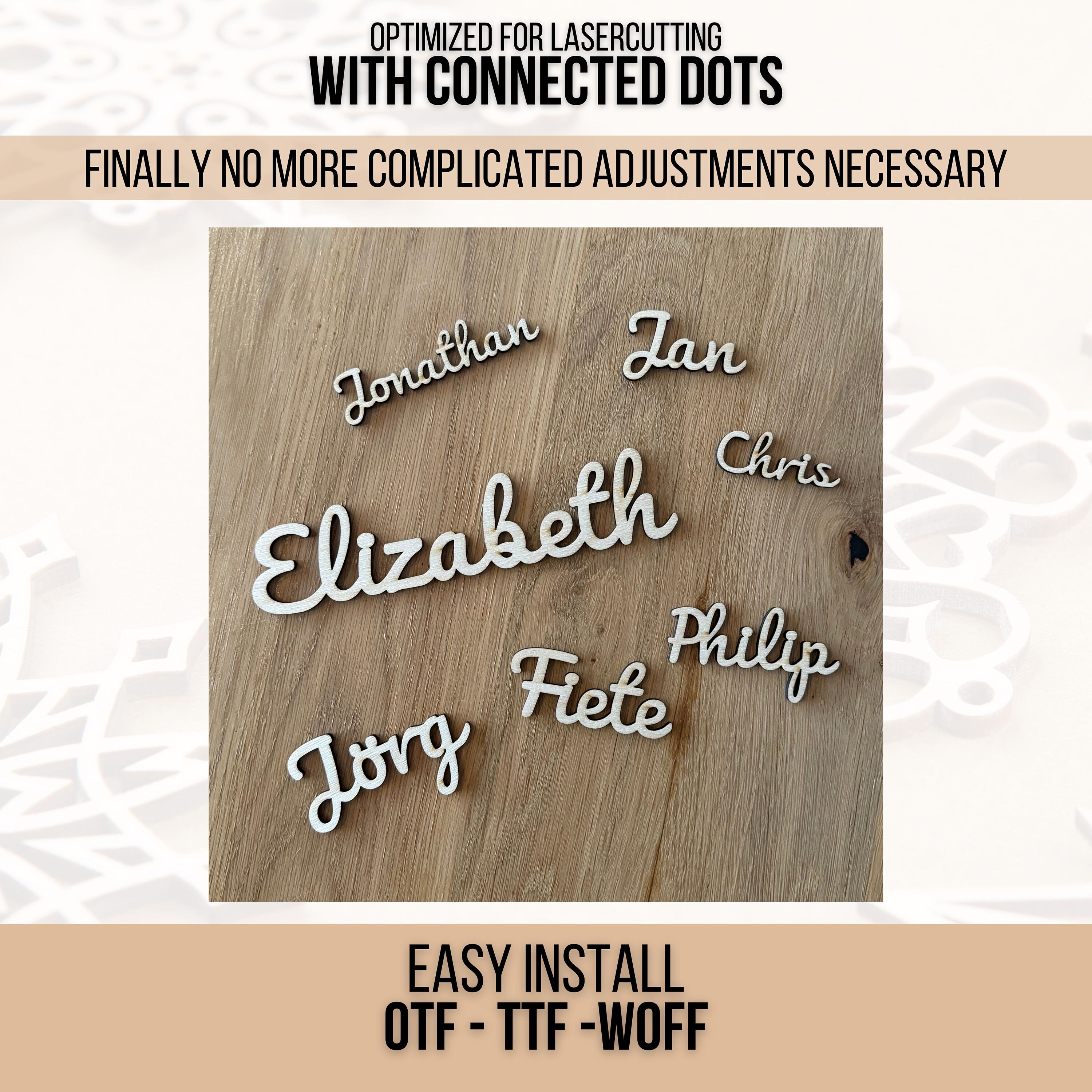 Laser Cutting Font - Connected Dots and Letters, No Manual Rework ...