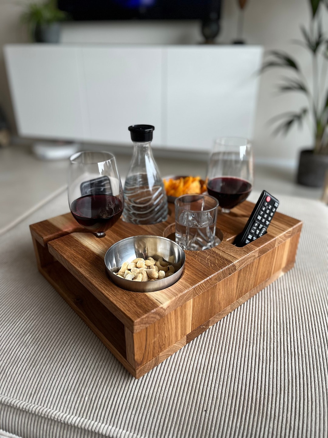 Wooden Couch Butler Wine Bar, Sofa Tray, Couch Tray, Couch Bar, Wine ...
