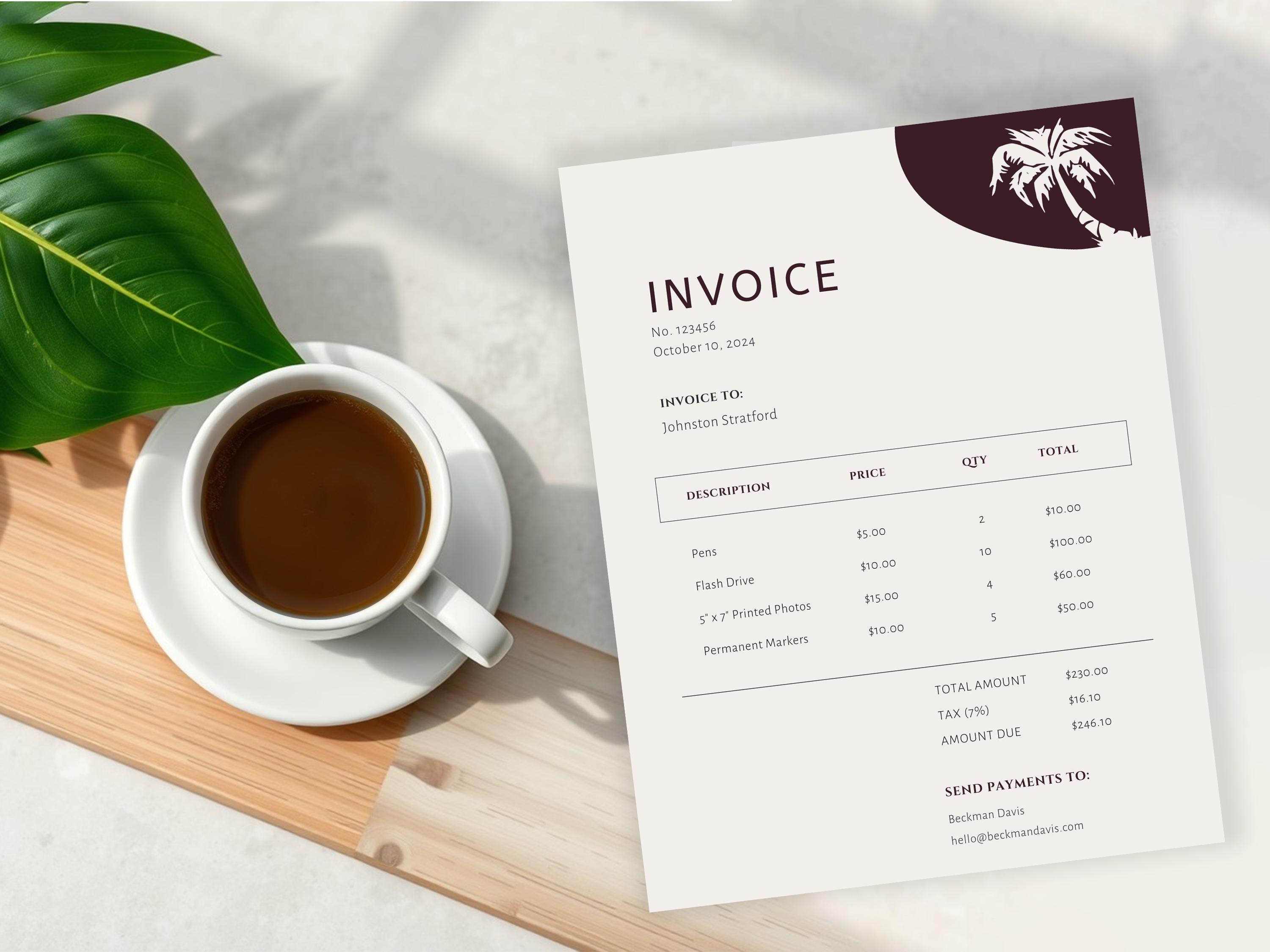 Minimalist Invoice Digital + Printable Template for Small Business ...