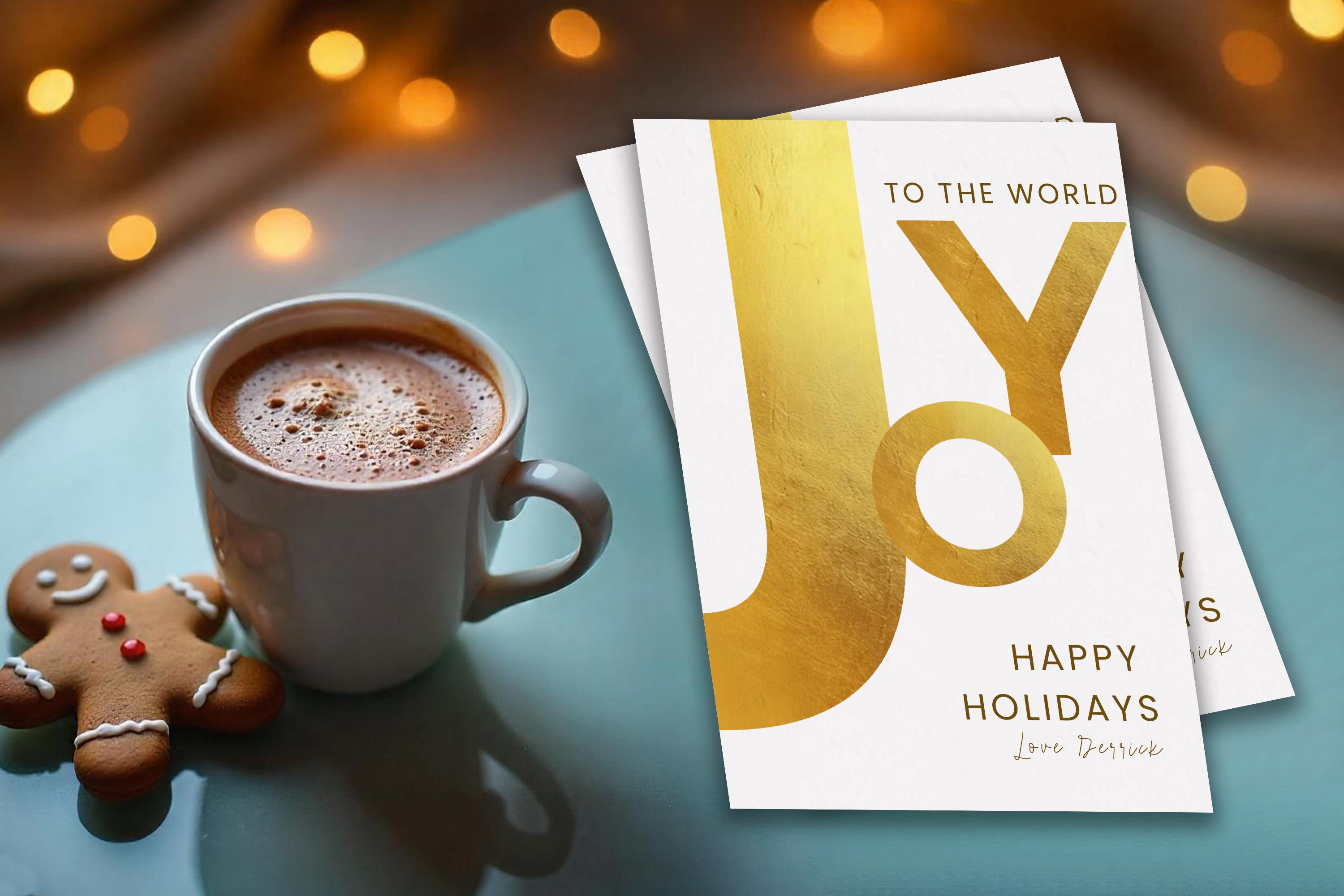 Joy to the World Holiday Card Template Minimalist Digital Christmas ...