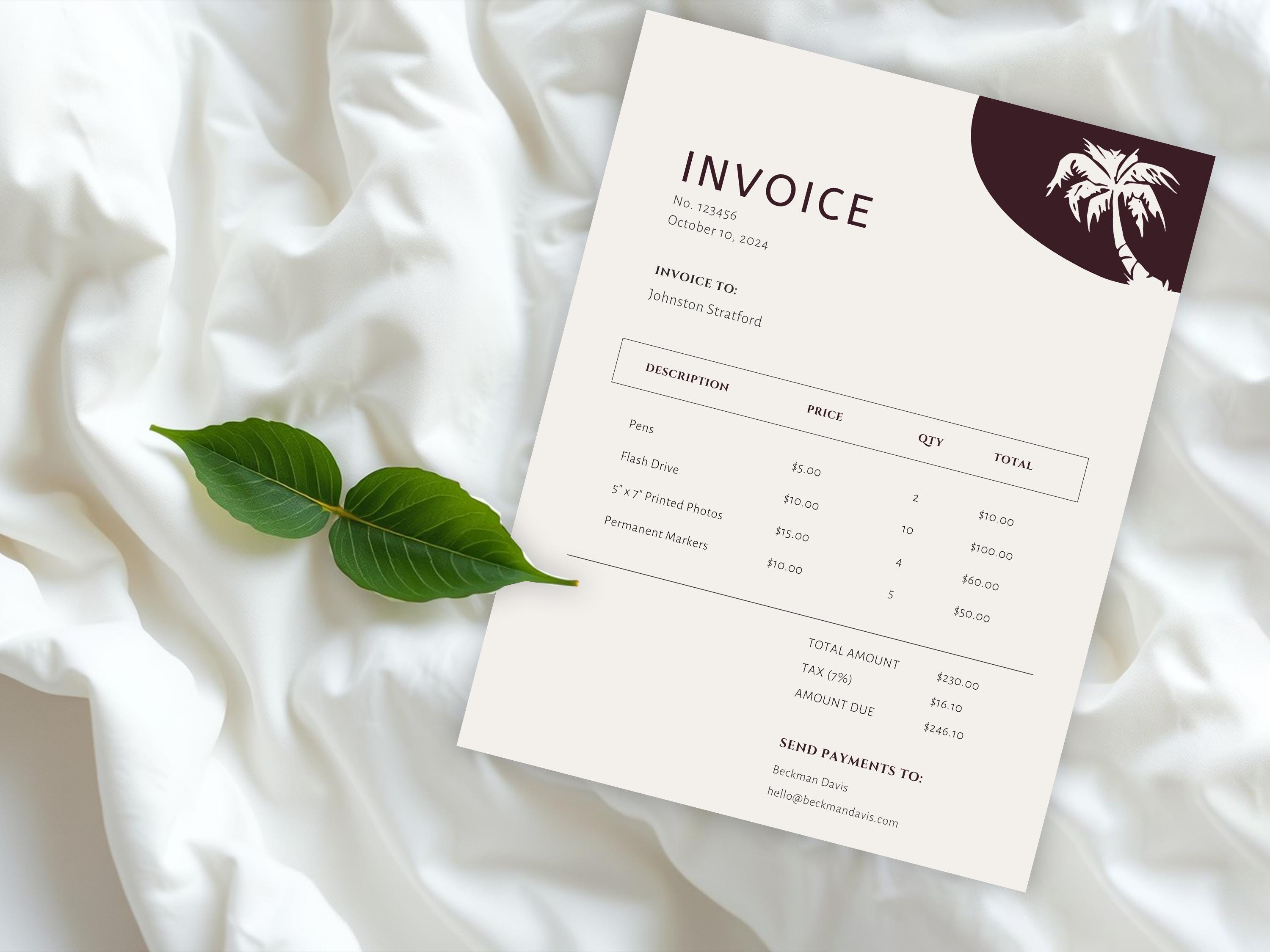 Minimalist Invoice Digital + Printable Template for Small Business ...