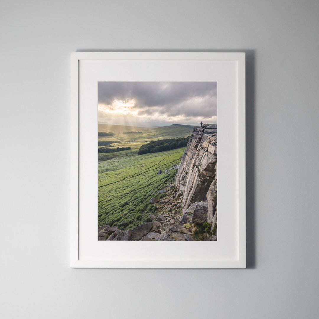 Stanage Edge Print, Peak District Photo, Landscape, Sunset, Gritstone ...