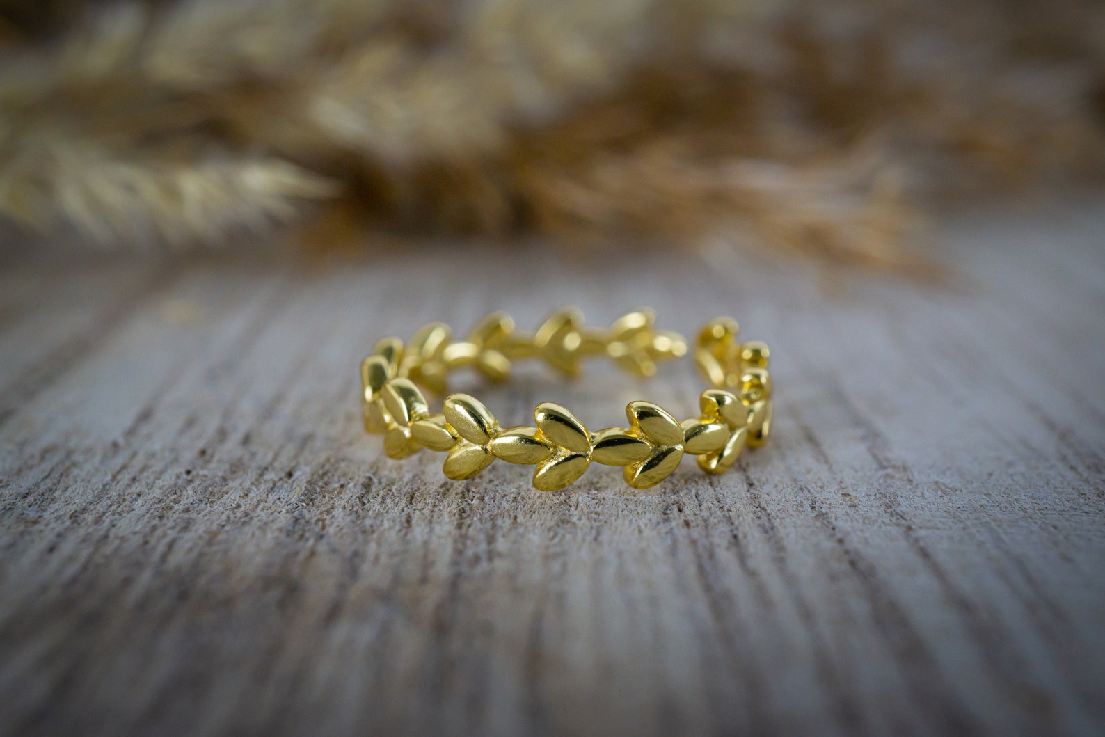 Anillo de hoja de hoja 925 plateadas bañadas en oro anillo | Etsy