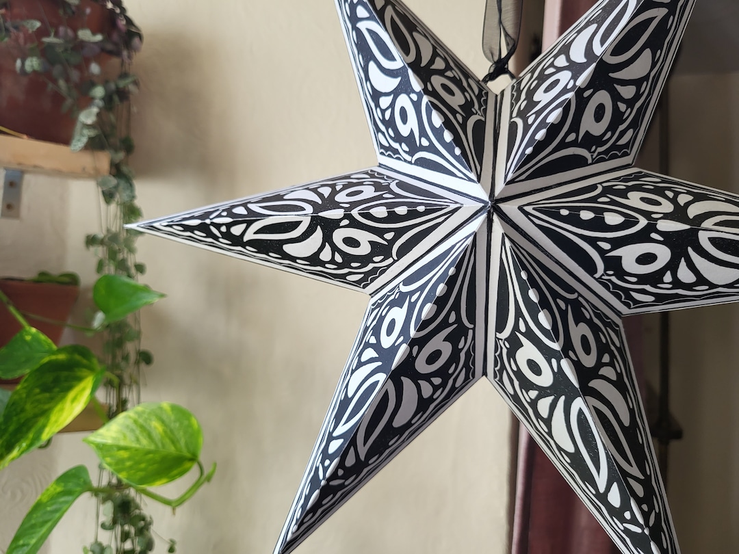 Large Linocut Ornamental Star 18cm - Etsy Sweden