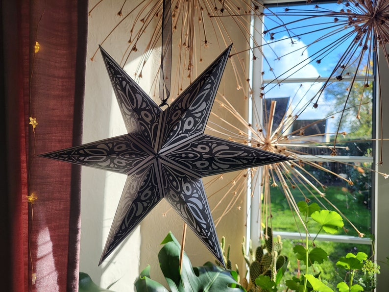 Large Linocut Ornamental Star 18cm - Etsy Sweden