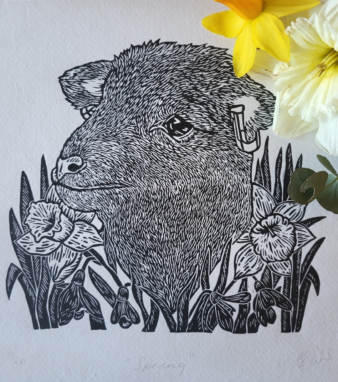 HANDPRINTED "spring" LINOCUT PRINT - Etsy