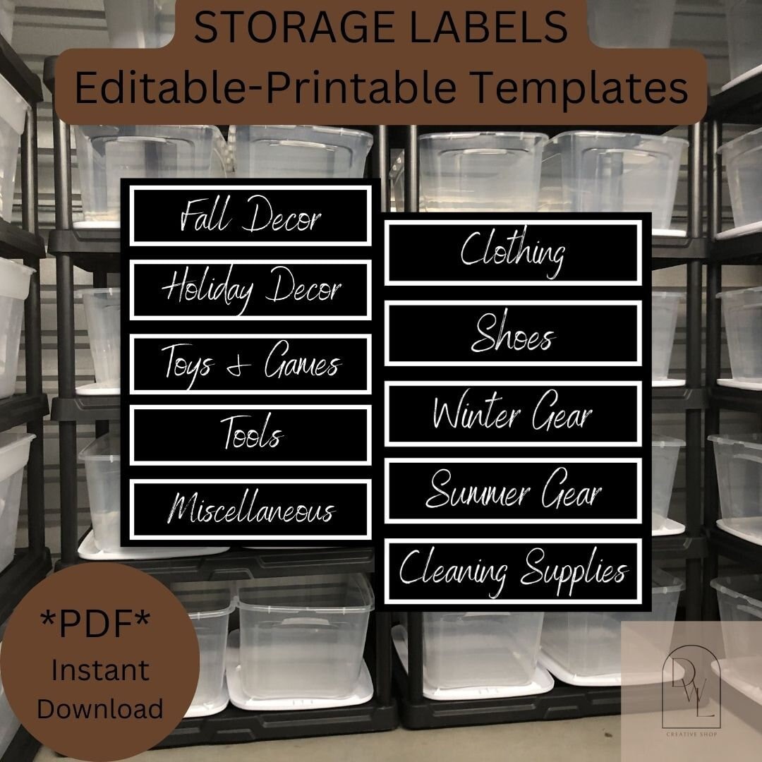 Minimalistic Garage Storage Labels Organized Storage Storage Bin Labels ...