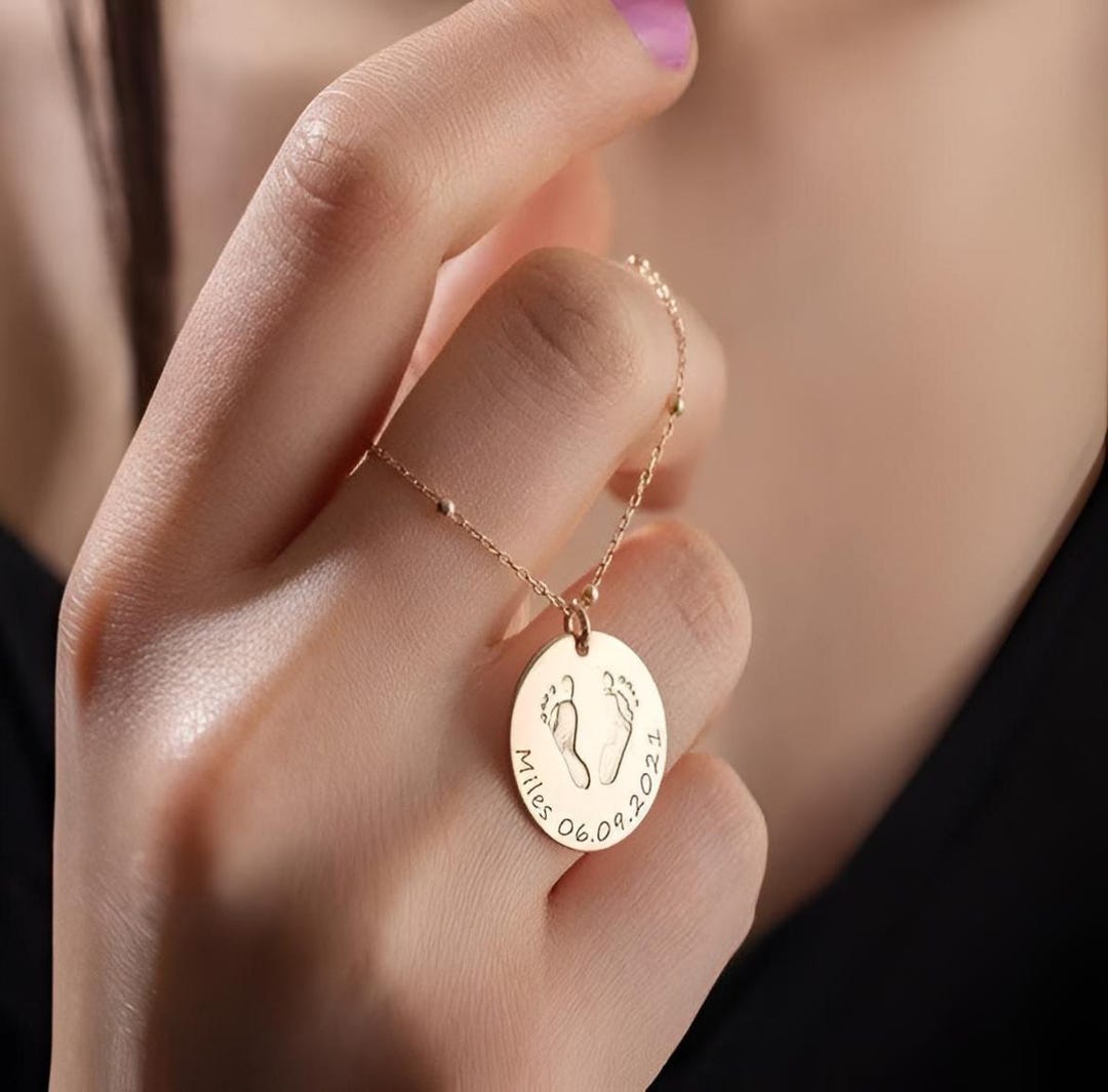 Dainty Fingerprint Necklace, 925 Sterling Silver Personalized Hand ...