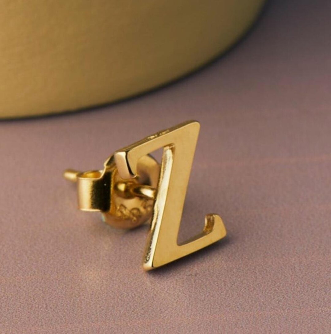14K Gold Letter Earring, Personalized Initial Earrings Stud Earrings - Etsy