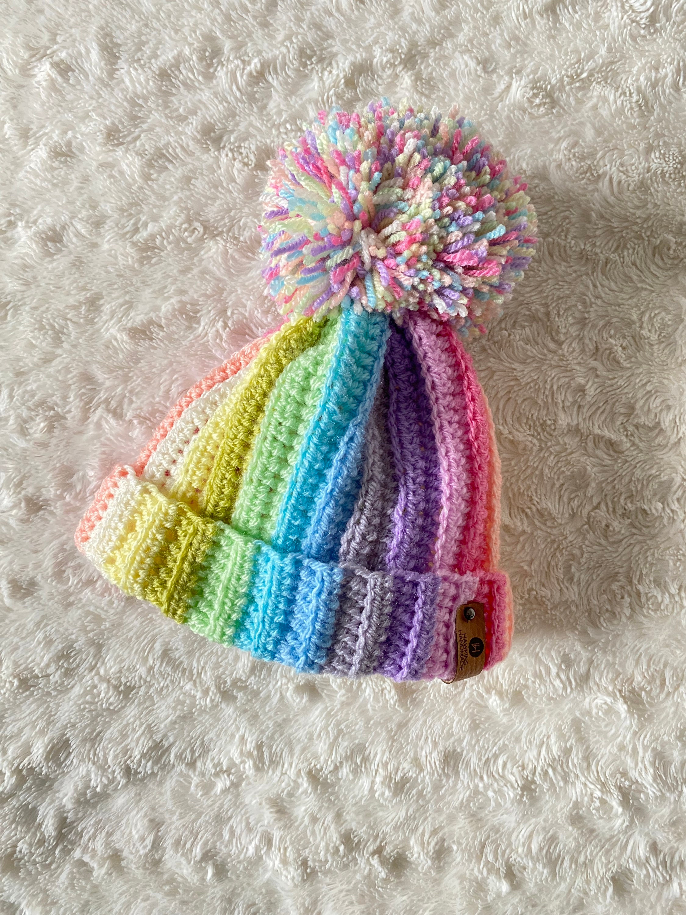 Rainbow hat winter hat childs hat baby hat adult hat | Etsy