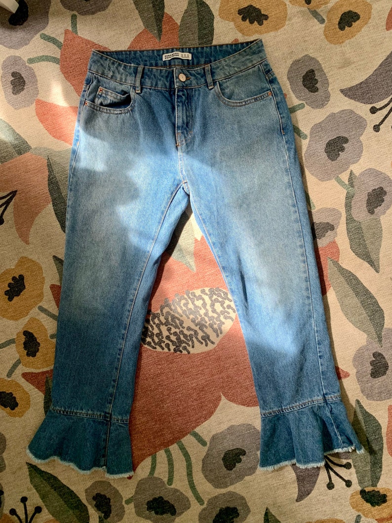 Zara Cropped Flare Patchwork Jeans Cottage Core Clothing Patchwork ...