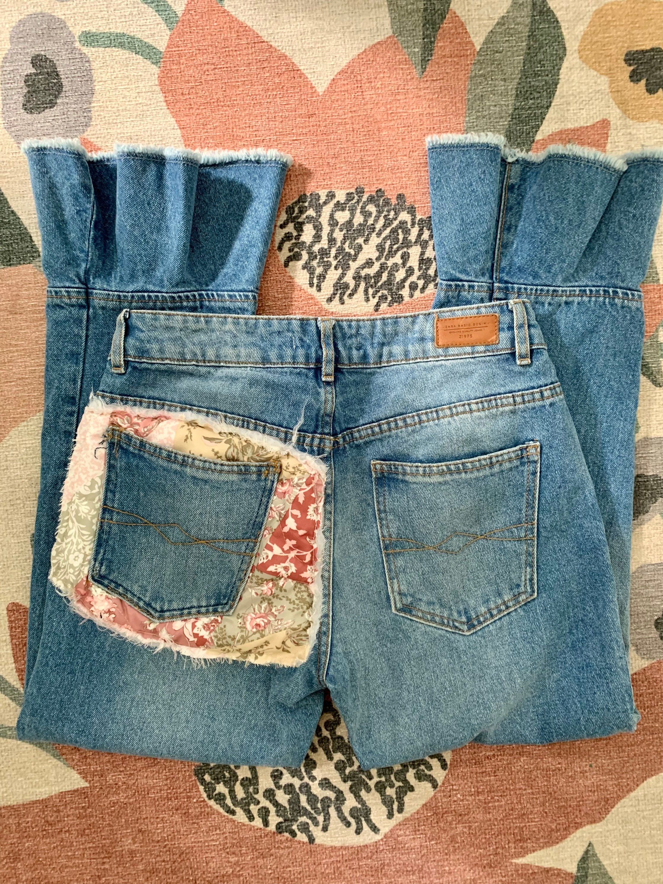 Zara Cropped Flare Patchwork Jeans Cottage Core Clothing Patchwork ...