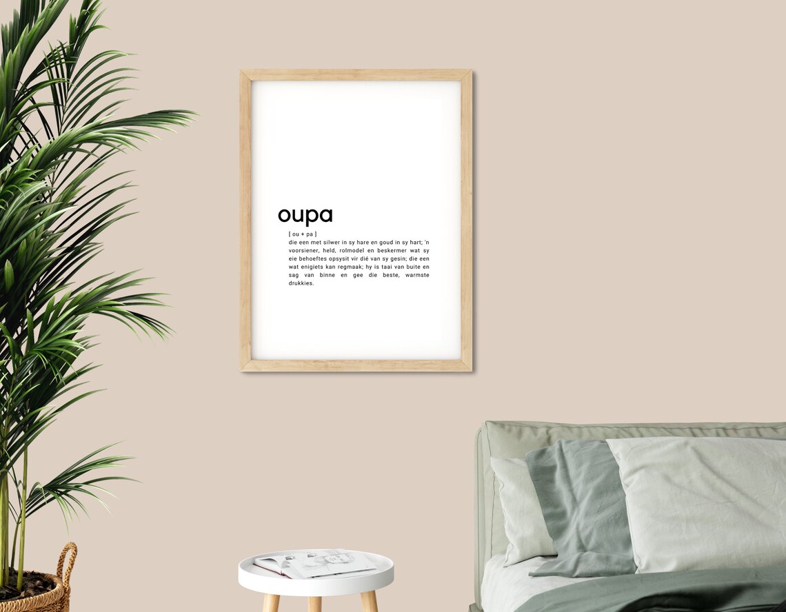 Afrikaans Oupa Definition Print Wall Art Decor Digital | Etsy