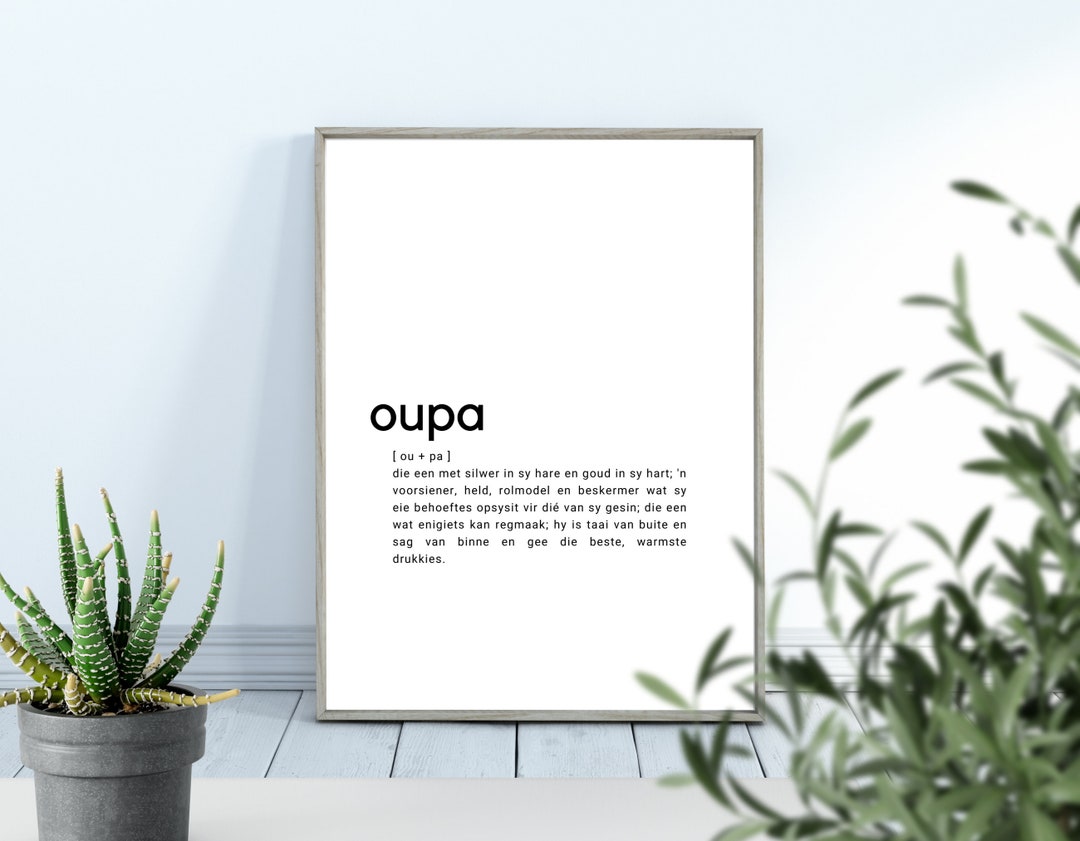 Afrikaans, Oupa Definition Print, Wall Art Decor, Digital Download ...