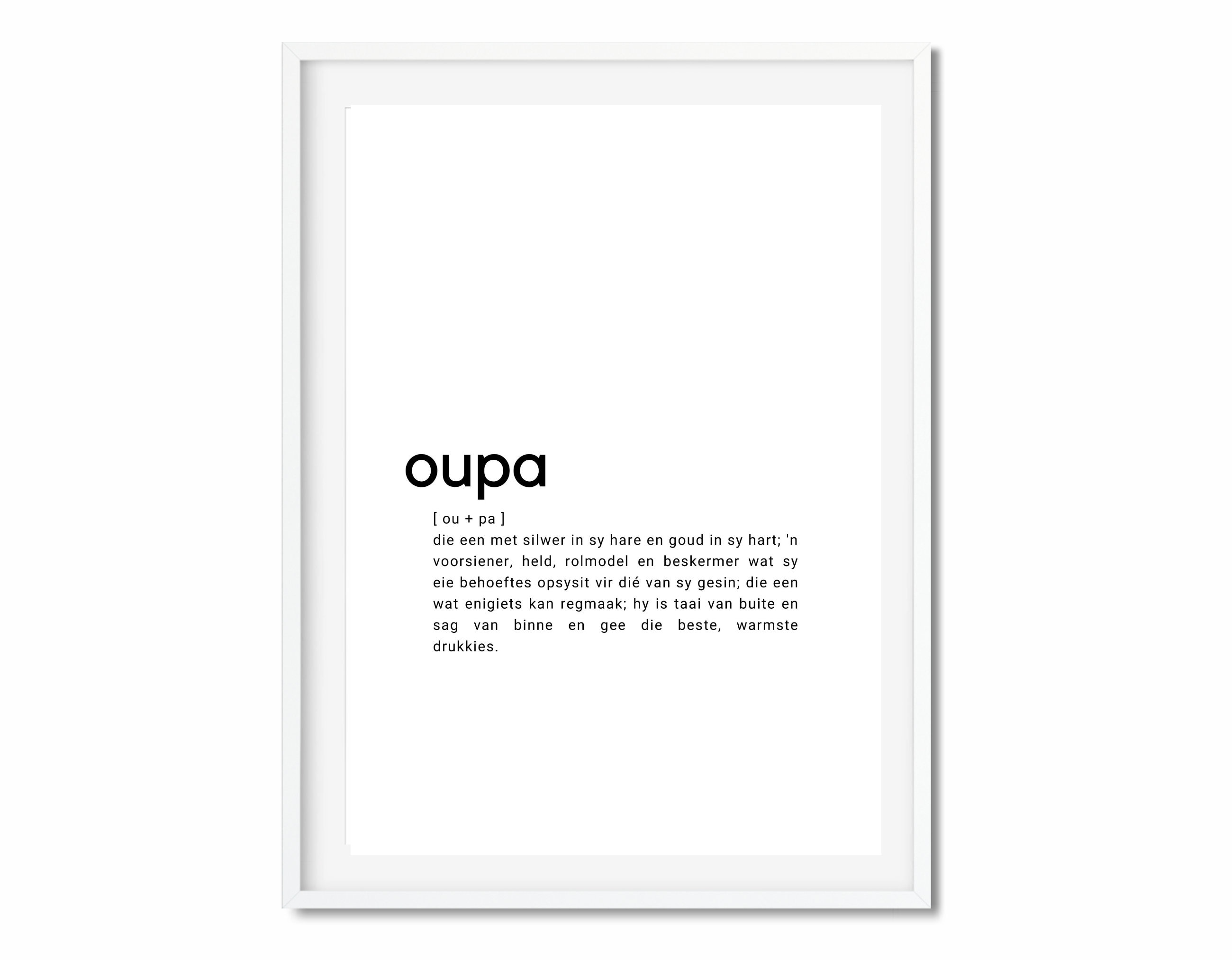 Afrikaans, Oupa Definition Print, Wandkunst, digitaler Download ...