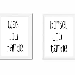 Afrikaans, Was Jou Hande, Borsel Jou Tande, Wall Art Decor, Digital ...
