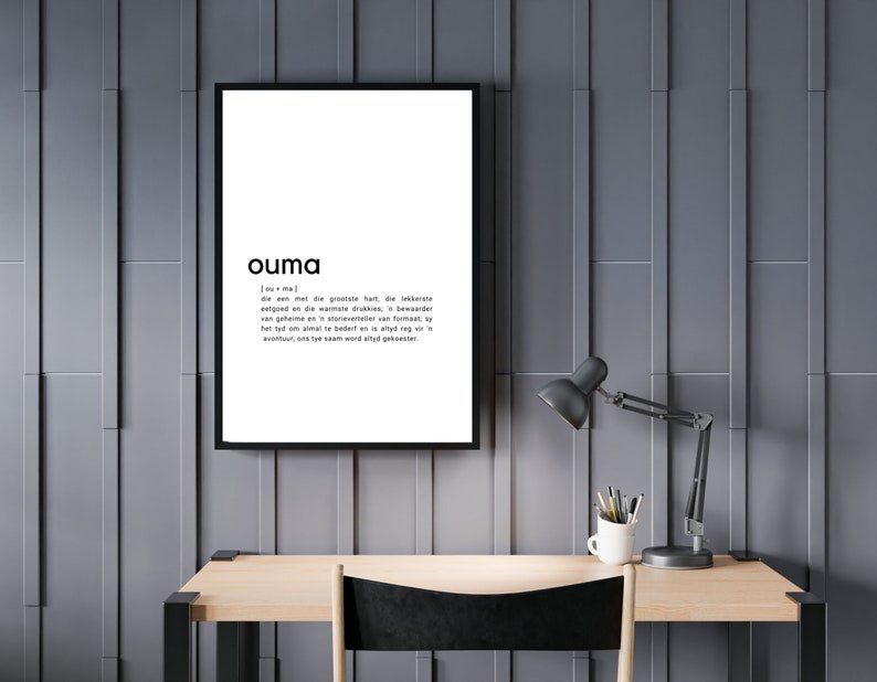Afrikaans, Ouma Definition Print, Wall Art Decor, Digital Download ...