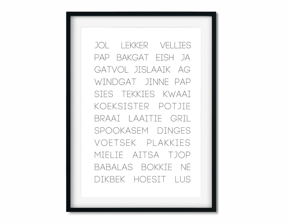 Afrikaans Word Print, South African Sayings, Wall Art, Home Decor ...