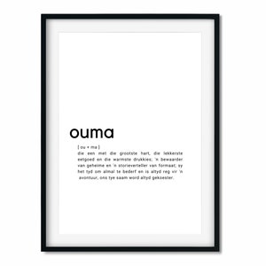 Afrikaans, Ouma Definition Print, Wall Art Decor, Digital Download ...