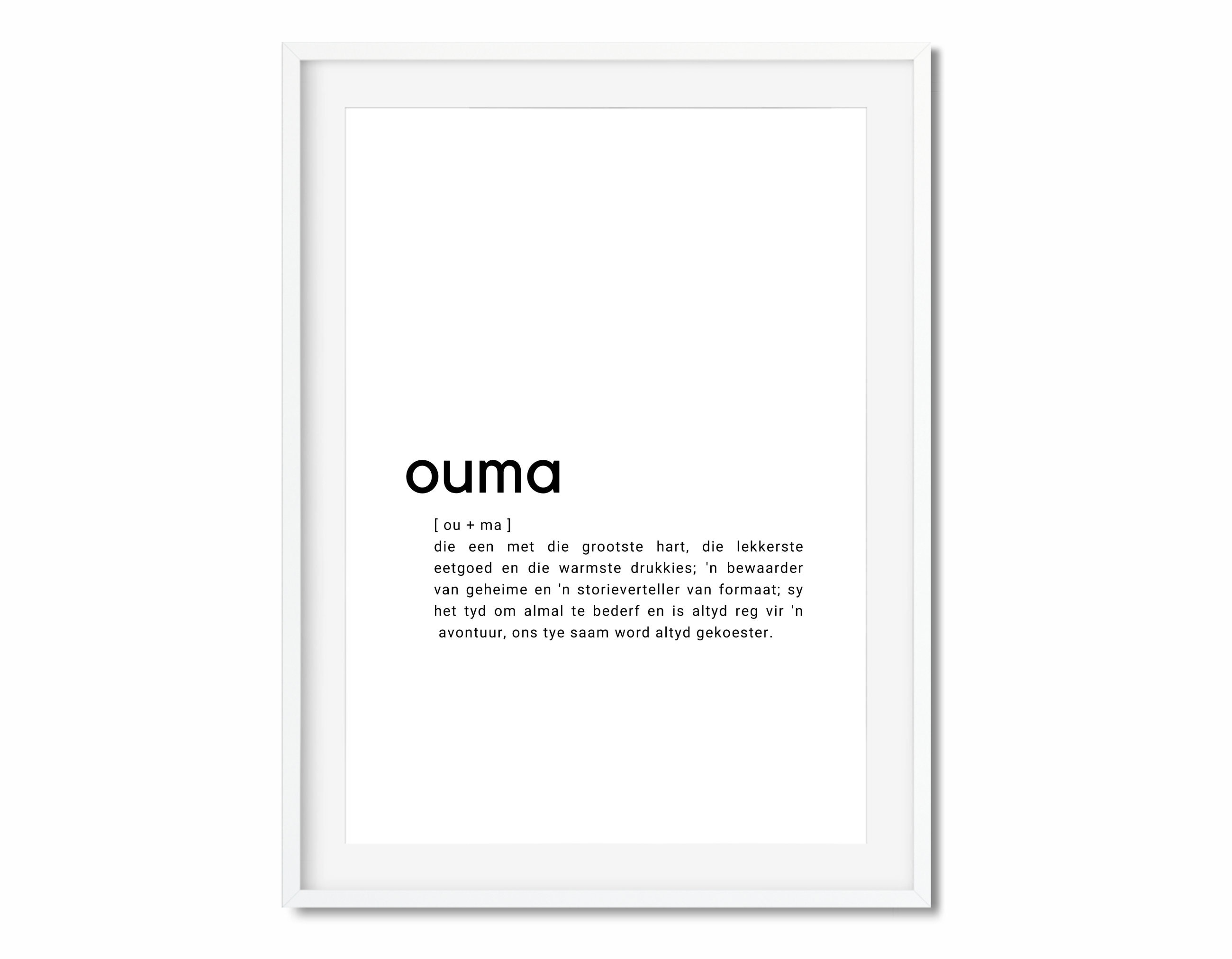 Afrikaans, Ouma Definition Print, Wall Art Decor, Digital Download ...